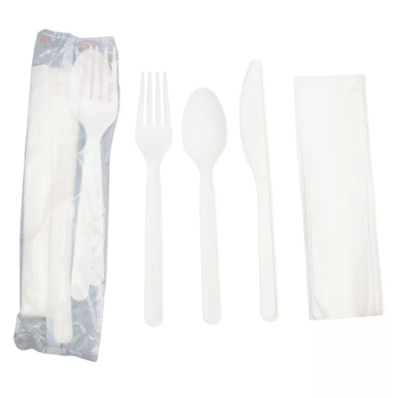 SY-PLA05 Medium-Heavy Weight Wrapped CPLA Cutlery KITS (Fork, Spoon ...