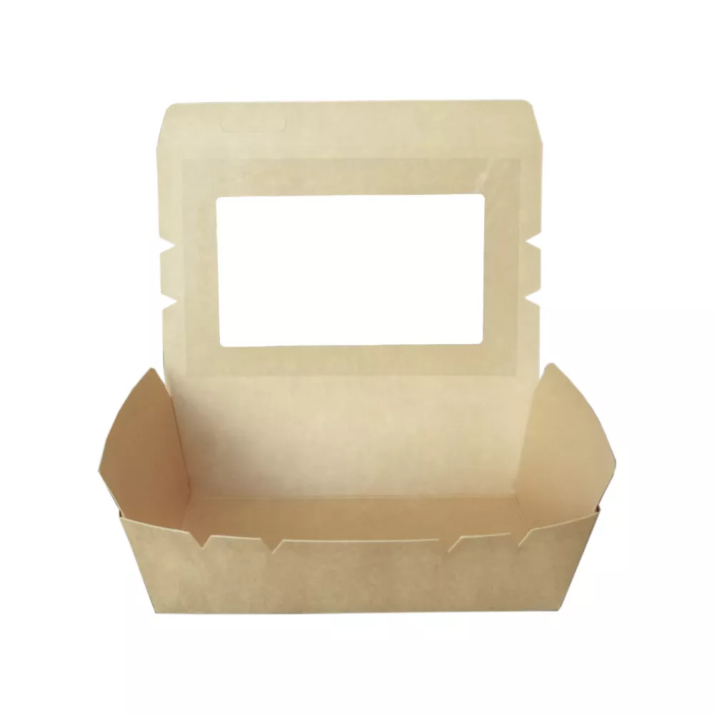 5#Disposable Compostable Kraft Paper Food Take Out Boxes with Window ...